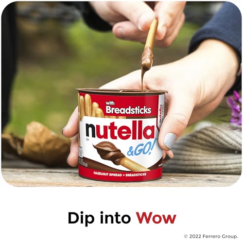 Nutella & GO! Bulk 12 Pack, Hazelnut and Cocoa Spread with Breadsticks, Snack Cups, 1.8 oz Each