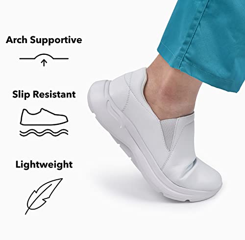 Sasuwa Nurse Shoes for Women Comfortable Slip Resistant Work Shoes White Nursing Shoes 8.5 (M) US