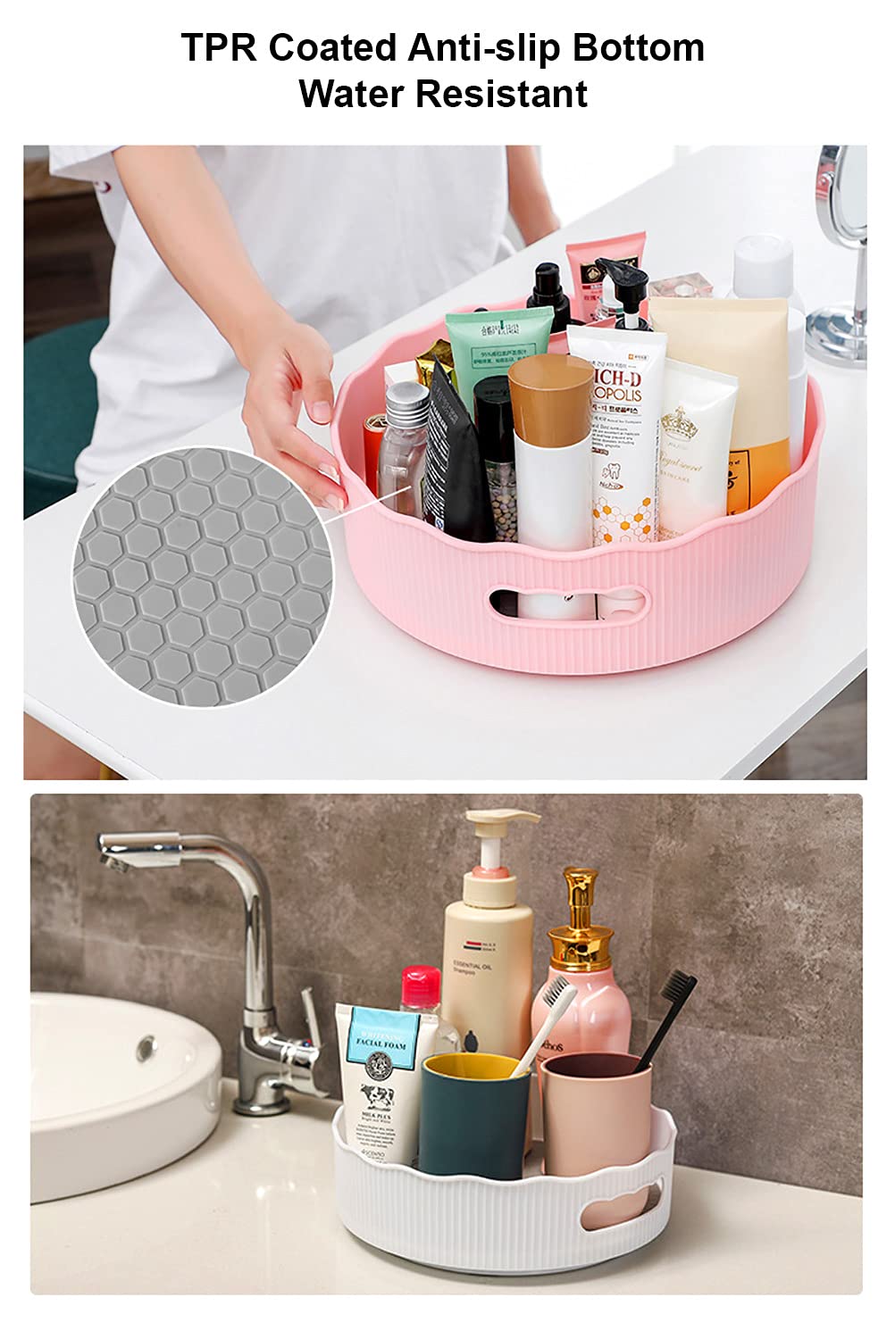 Lazy Susan Countertop Turntable. Kitchen Pantry Cabinet Rotating Organizer. Spice Storage Rack. Bathroom Vanity Shelf Table