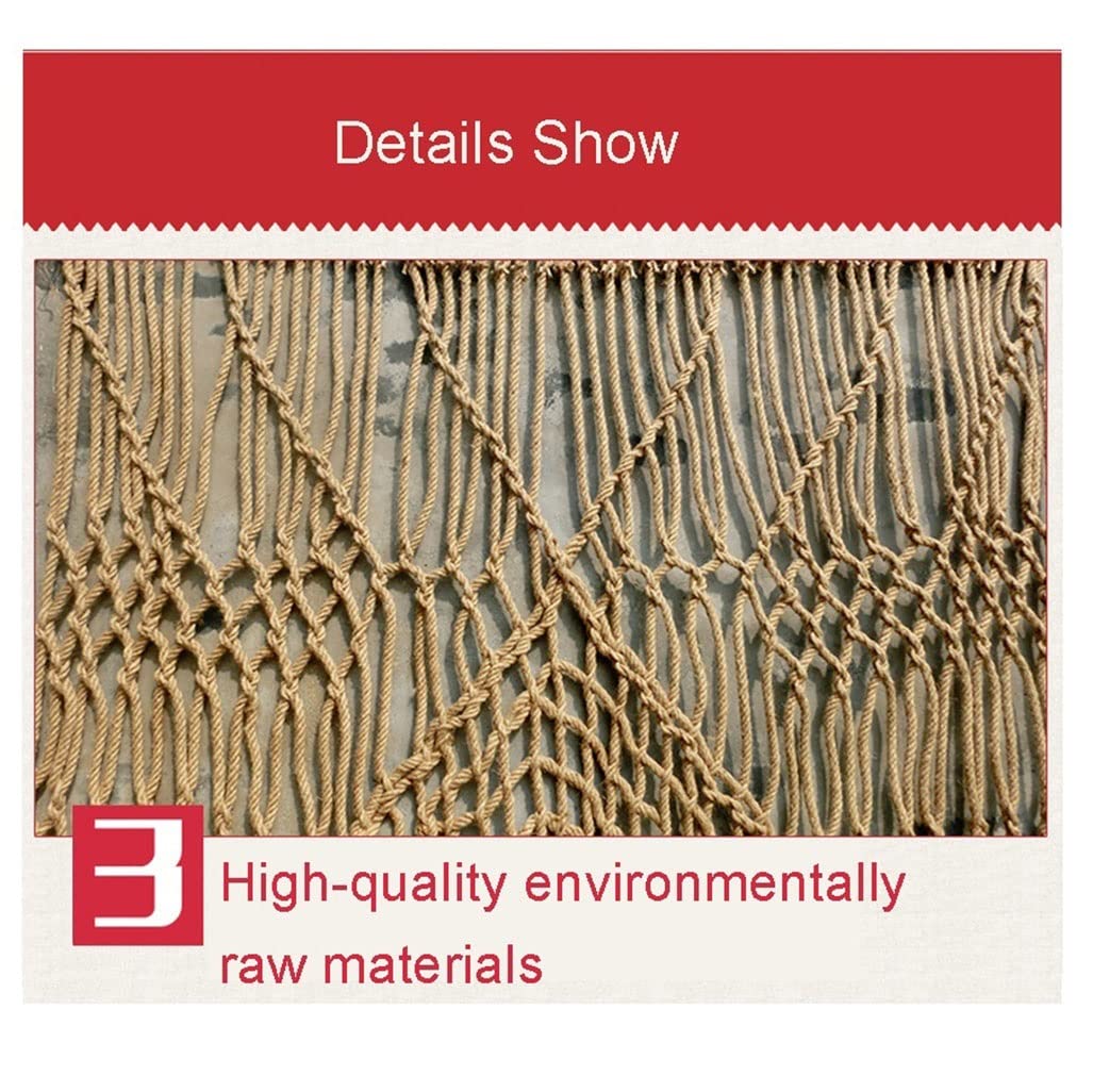 OUYOXI Balcony Anti-Fall net Hemp Rope Child Safety Net Ceiling Decoration Net Hanging Clothes Net Partition Protection Net Rope Net Safety Net Thick Hemp Rope Net Dia 4mm Mesh 6cm(Size: