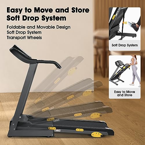 Treadmill with 3-Level Manual Incline for Home Use 17'' Wide Folding Electric Running Machine 2.5HP/8.5MPH with 15 Preset Programs Running Machine Large LCD Display