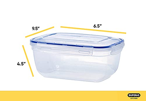 Large Plastic Food Storage Container with airtight Lid for Pantry, Fridge- 10 Cup, 80 Oz- BPA Free, Leakproof Sealed Container- Microwave, Dishwasher and Freezer Safe (Clear)