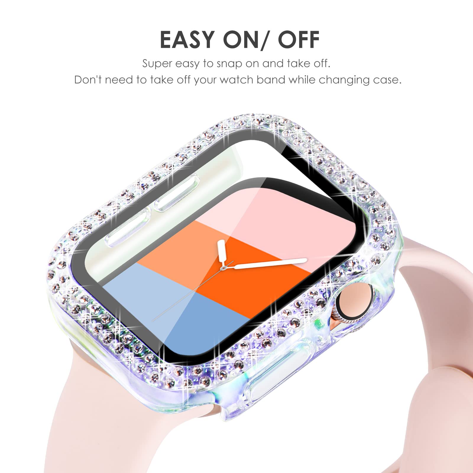 KADES Compatible for Bling Apple Watch Protective Case with Built-in Screen Protector for Apple Watch 38mm iWatch Series 3 2 1 (38mm, Elf)