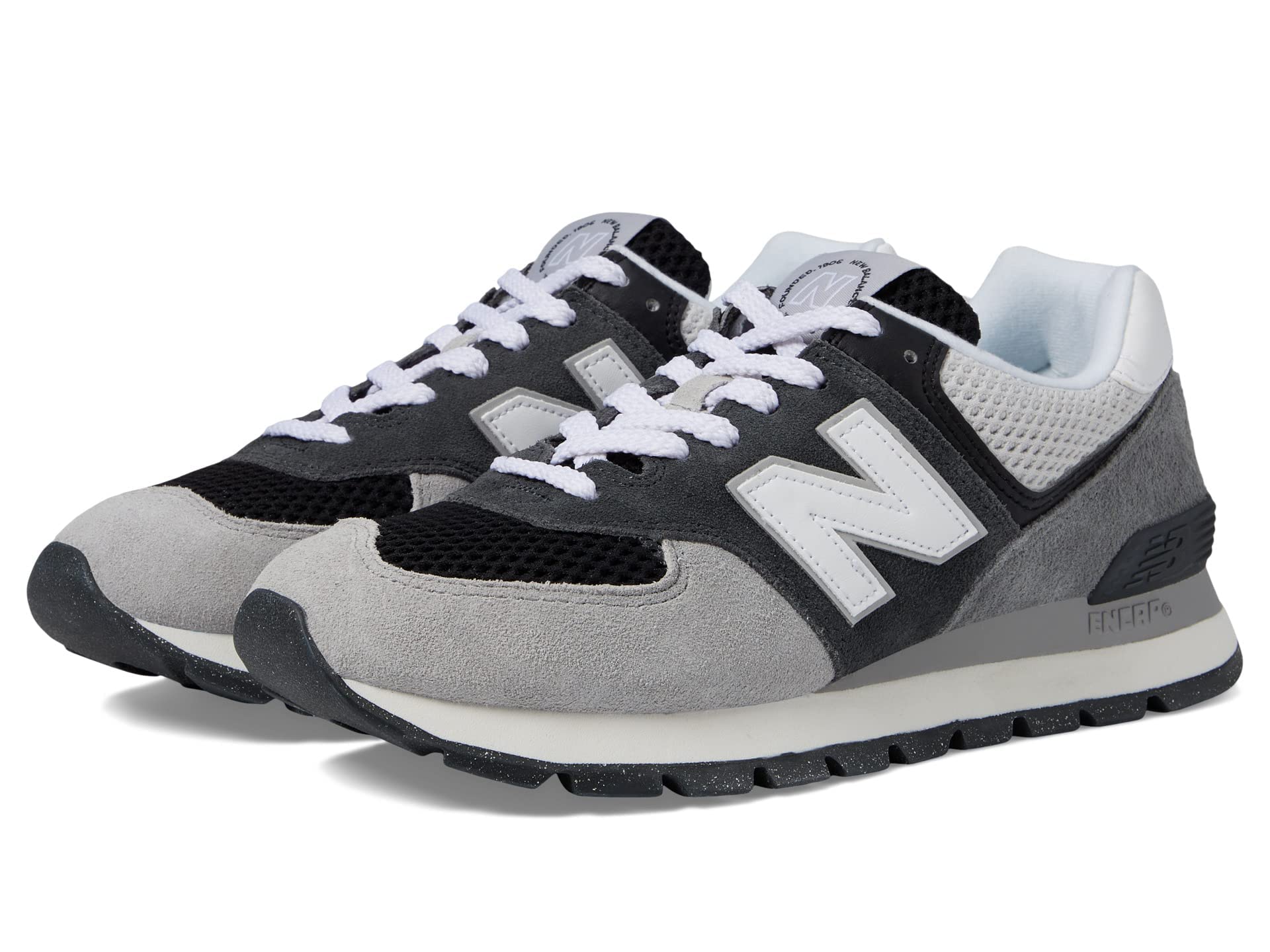 New Balance Classics 574D Rugged Sneakers for Men - Low Top Silhouette and Breathable Textile Lining Black/Grey 11 D - Medium