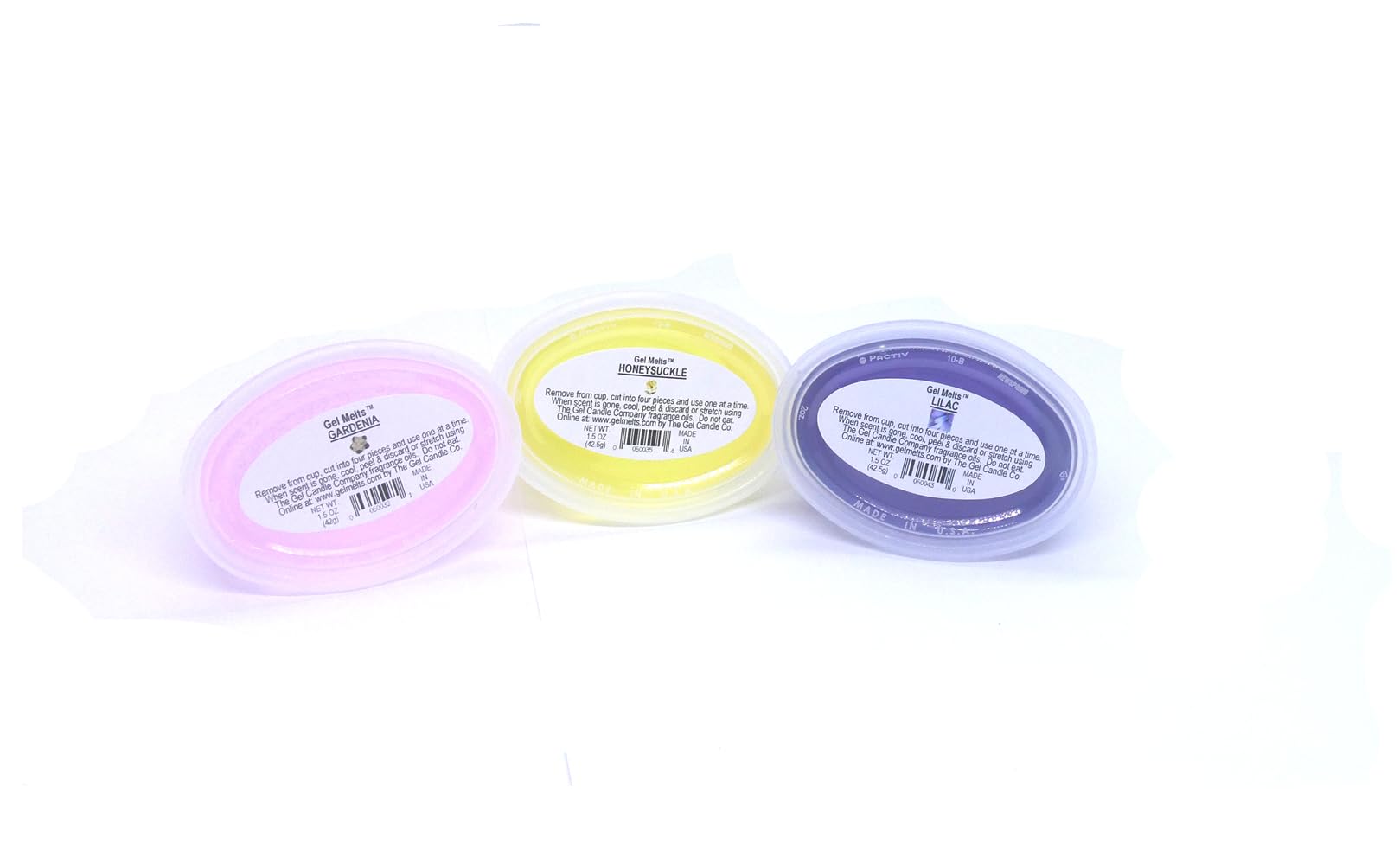 Spring Season Floral Set Of 3 Gel Melts™ Scented Aroma Of GARDENIA, HONEYSUCKLE AND LILAC Gel Wax For Warmers And Burners By The Gel Candle Company PEEL, MELT AND ENJOY