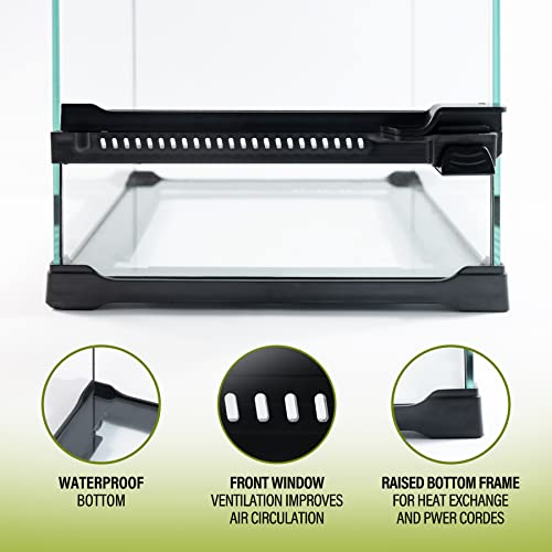 Reptile Tall Glass Terrarium, Vertical Tank Starter Kit, 8x8x12in Mini Front Open Door Cage, Full View Screen Habitat Ventilation Enclosure for Small Chameleon Snake Lizard Amphibians Geckos Frogs