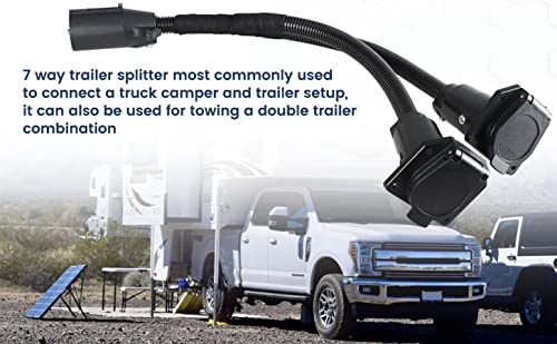 Oyviny 7 Way Y Splitter Trailer Adapter for Pulling Slide in Camper and Trailer, 7 Way Female to Dual 7 Way Male Trailer Connector 20.5 Inches