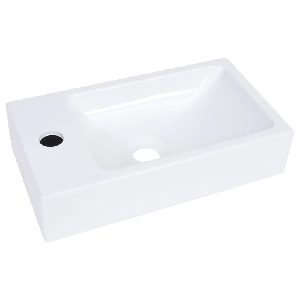 Wash Basin 15.7"x8.7"x3.5" SMC White,Durable Bathroom Wash Basin with Faucet Hole for Countertop or DropIn Installation Bath Fixtures,Bathroom Sinks