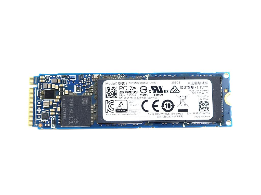 Solid State Drive 5DFH6 05DFH6 CN-05DFH6 Compatible Replacement Spare Part for Dell Toshiba XG3 THNSN5256GPU7 256GB PCI Express 3.0 x4 MLC NVMe M.2 2280 Internal SSD