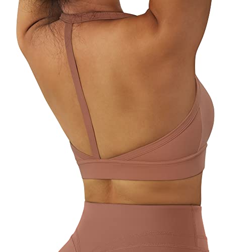MOOSLOVER Women Strappy Sports Bra Crisscross Back Yoga Bras Padded Backless Medium Support Tops(L,#6 See Sheer(Y back)-215)