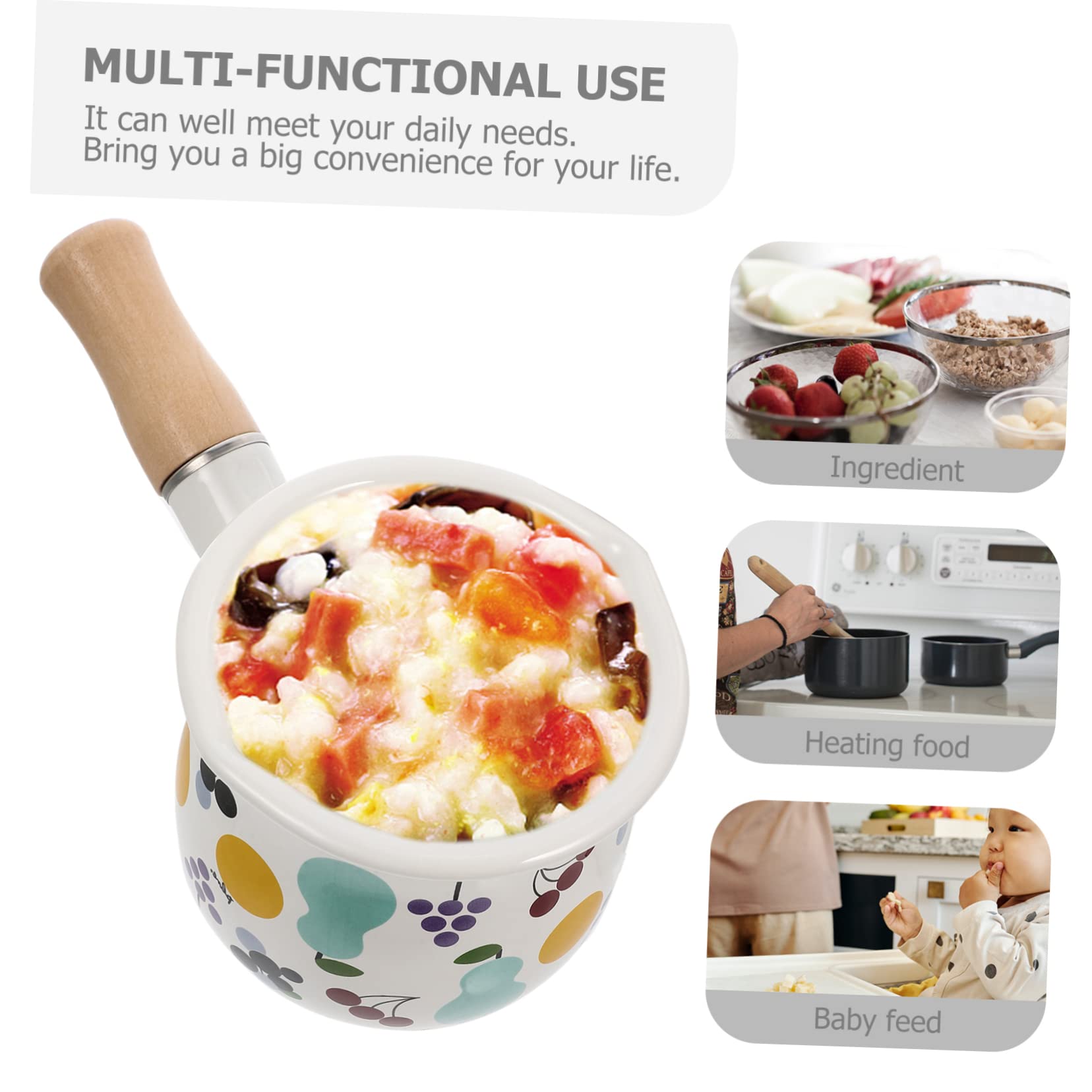SHOWERORO Enamel Portable Butter Warmer and Small Milk Pan for Baby Food Ideal for Heating Milk and Melting Butter Enamel Construction with Handle
