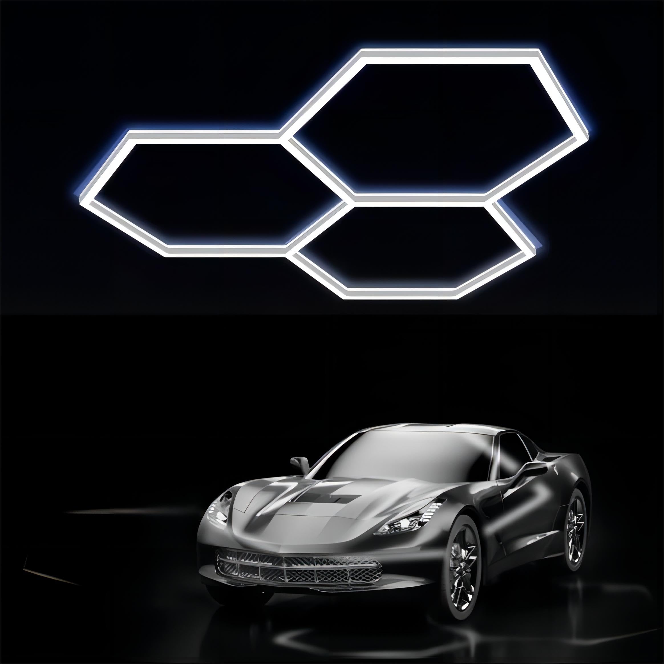 Wanzvisk Hexagon Led Lights,3 Hex Grid for Garage,16 Pack Aluminum 90W 10800LM Super Bright Hexagon Garage Ceiling Light for Gym Shop Basement Car Detailing Hexcal Studio Lighting