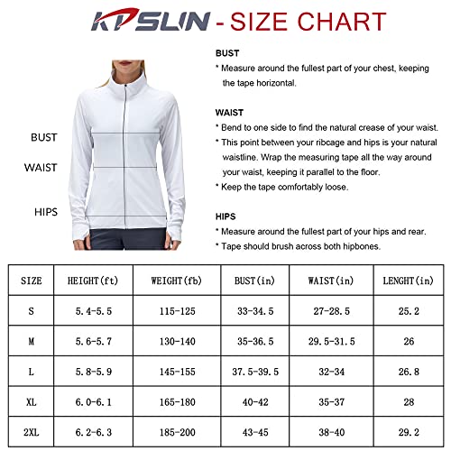 Women's UPF 50+ UV Sun Protection Clothing Long Sleeve Athletic Hiking Shirts Lightweight SPF Zip Up Outdoor Jacket (White,M)