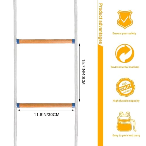 Rope Ladder, Emergency Fire Escape Ladder Flame Resistant Safety Rope Ladder with Hooks,Fast to Deploy Sturdy and Strong Portable and Reusable(16F/5M)