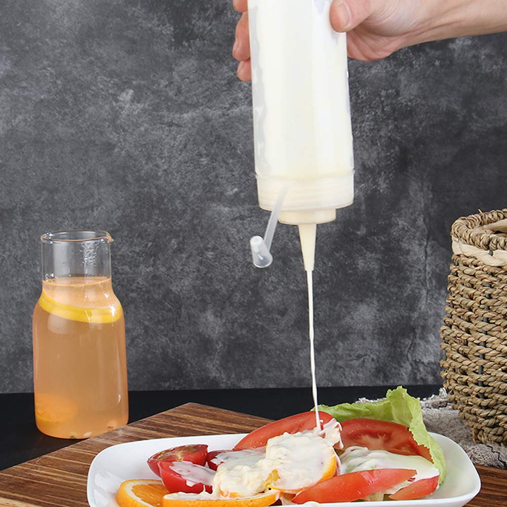 lasenersm 1 Piece Plastic Squeeze Bottle Plastic Squeeze Condiment Bottle Ketchup BBQ Sauce Dispensing Bottle with Twist On Cap Lids for Sauce Ketchup Craft Paint(16 Oz, White)