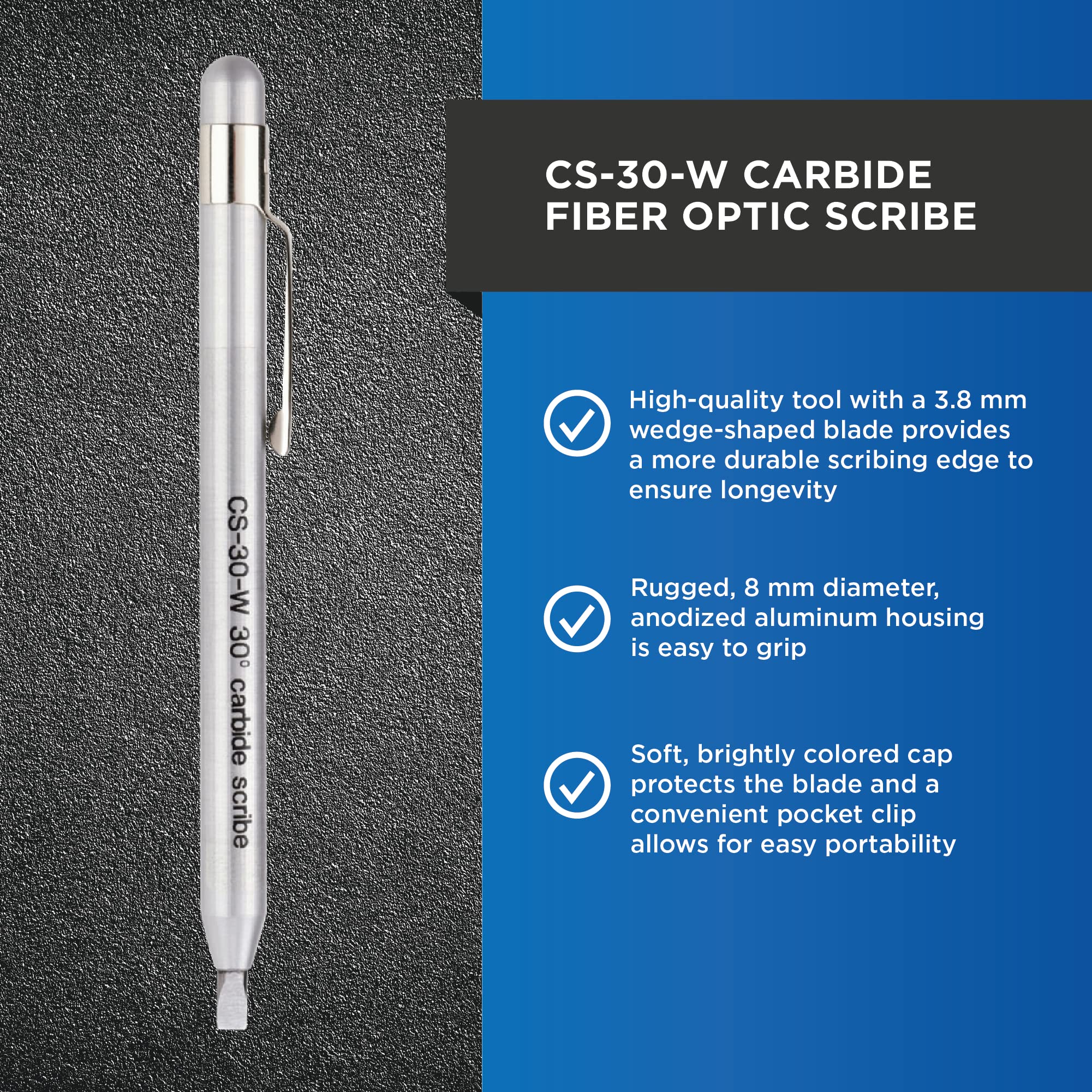 Miller CS-30-W Series 30-Degree-Wedge Carbide Tip, Fiber-Optic Metal-Marking Pen