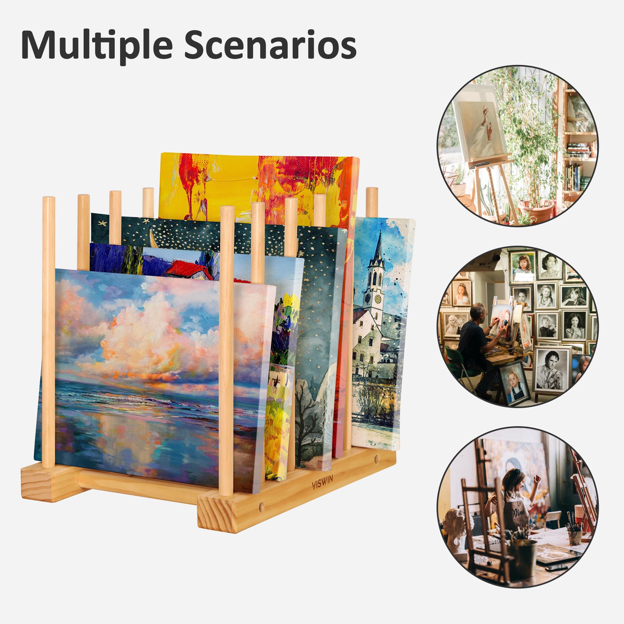 VISWIN Wooden Tabletop Art Rack - Print Rack, Art Storage Rack, Art Storage Organizer, Art Drying Rack, Drying Rack Art, Art Rack for Canvas, Artwork, Prints, Panels, Posters, Art Shows & Galleries