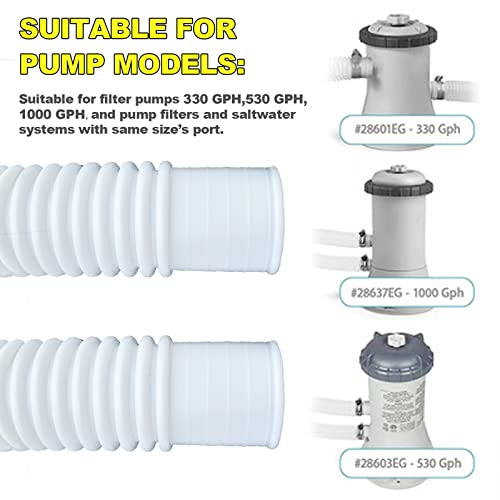 Pool Hoses for Above Ground Pools, 4 Pack 1.25 x 59 Inch Pool Filter Pump Hoses, Compatible with Intex Pool Filter Pump 607, 637 With 8 Metal Clamps(4)