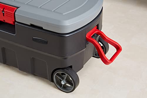 Rubbermaid ActionPacker 35 Gal Wheeled Lockable Storage Bin with Lid, Heavy-Duty Water Repellent Industrial Container with Built-In Durable Wheels, Great Tool Organizer, Truck Bed Storage, and More