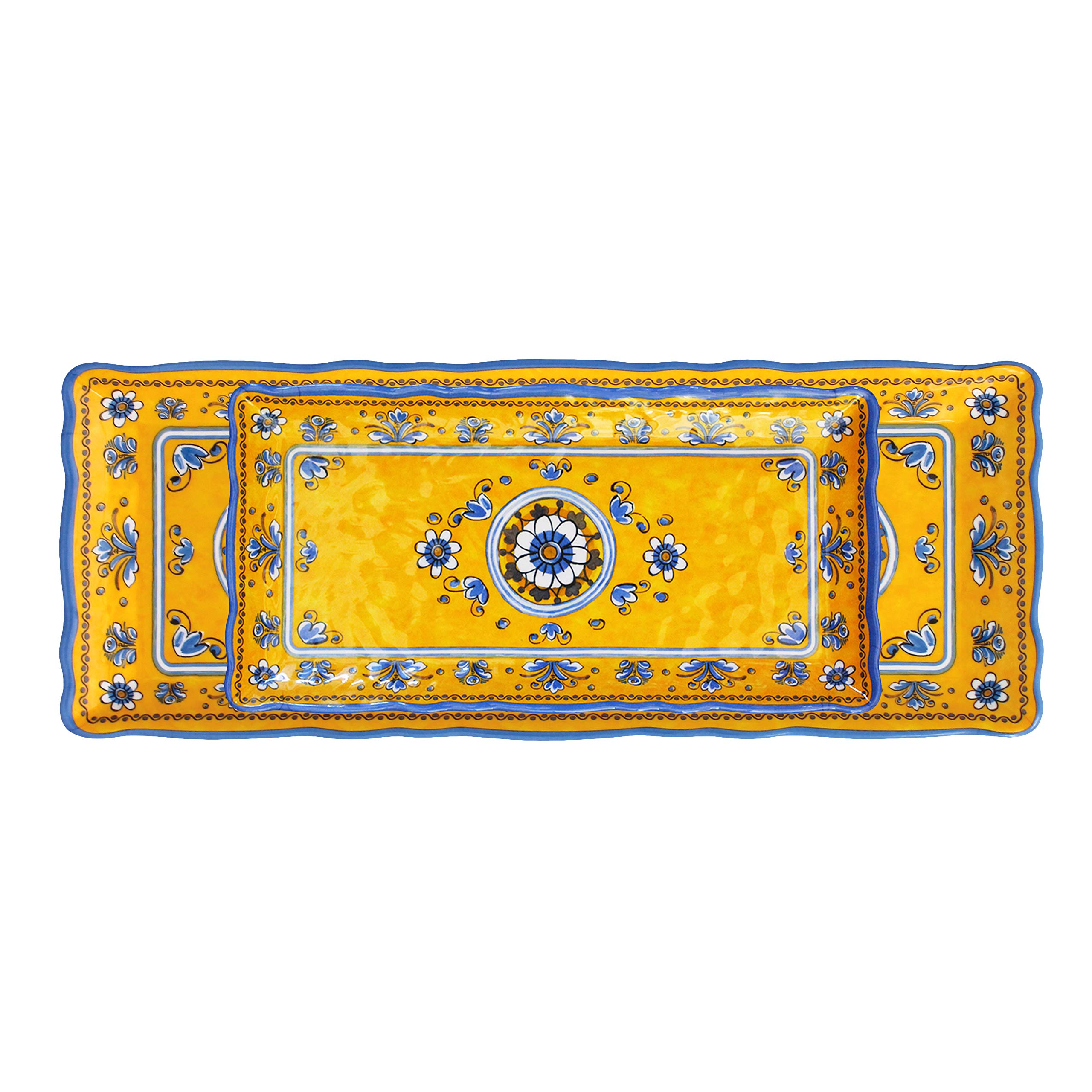 Le Cadeaux Melamine 10 x 5 inch Biscuit Tray and 15 x 6 inch Baguette Tray Serving Set, Benidorm