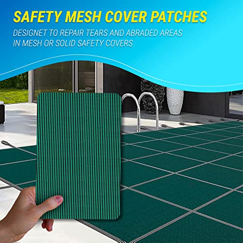 Pool Patch Repair Kit, Pool Safety Cover Patch Kit 12 x 8 Self Adhesive, Swimming Pool Cover Repair Kit 6 Pсs Green