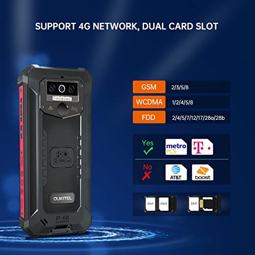 OUKITEL Rugged Cell Phone WP5 Pro, Unlocked Smartphone 4GB+64GB 5.5''HD+ Screen, 8000mAh Battery IP68 Waterproof Rugged Smartphone, 4G LTE Dual-SIM Android 10 System, 13MP Triple Camera Face ID