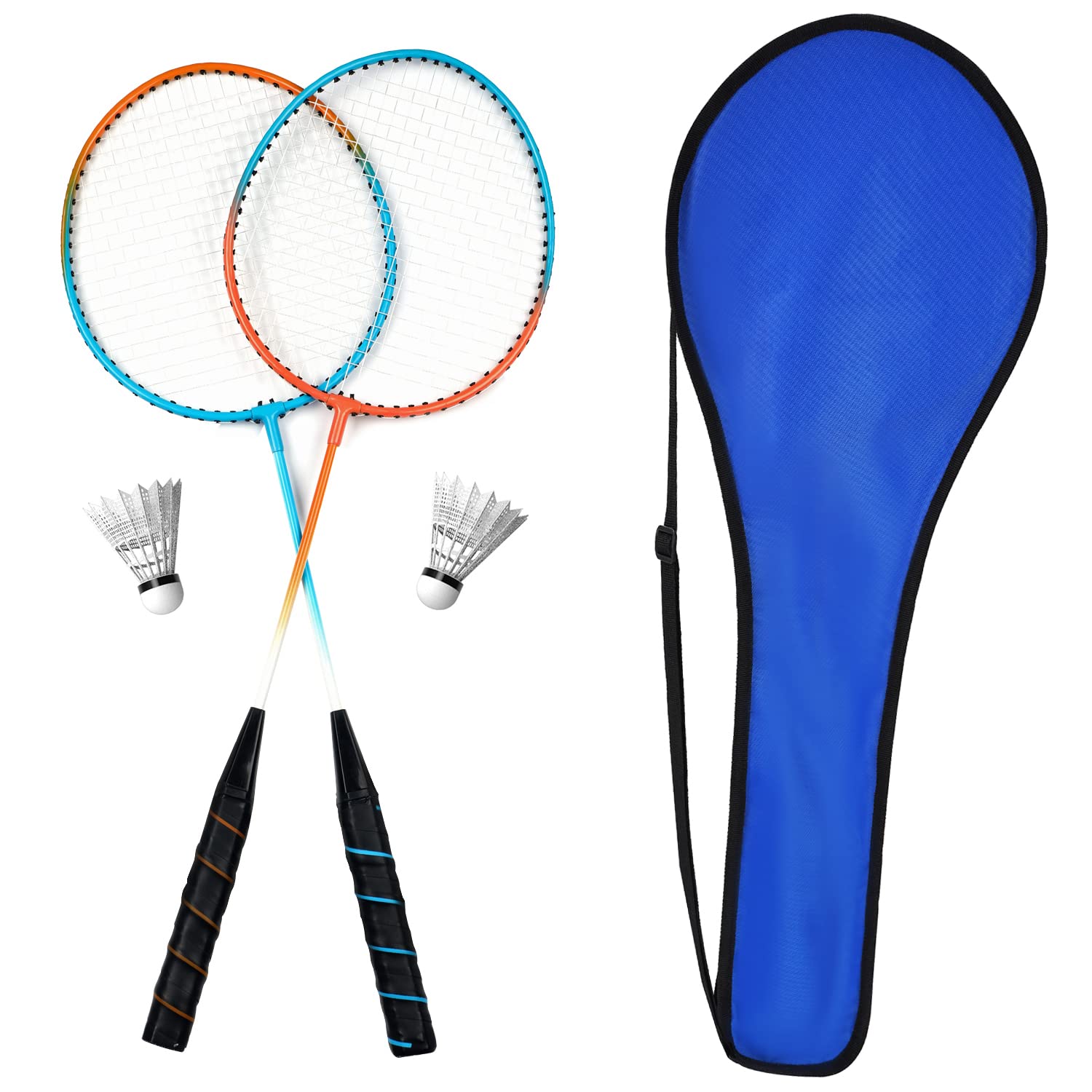 Keehoo 2 Player Badminton Rackets Set for Adults Kids, Lightweight Sturdy, Backyard Game-Double Racquets, 2 Shuttlecocks and Carry Bag Included
