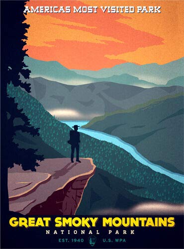 Magnet 3x4 inch Great Smoky Mountains Hiker ON Cliff Bumper Sticker (rv National Park) Magnetic Magnet Vinyl Sticker
