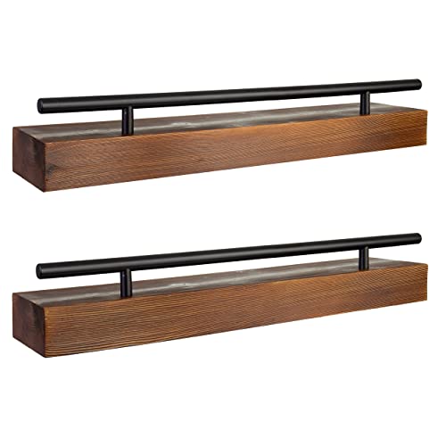 Ripple Creek Floating Shelf Spice Rack - Multipurpose Pantry, Kitchen & Bathroom Wall Mounted Organizer for Spices, Essential Oils - Rustic Wood Hanging Shelving for Home - Solid Pine