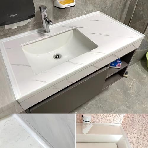 Water Barrier for Sink,Shower Threshold Water Dam Barrier,Waterproof Barrier Bathroom,Collapsible Silicone Strip Trim Splash Guard (White-2M)