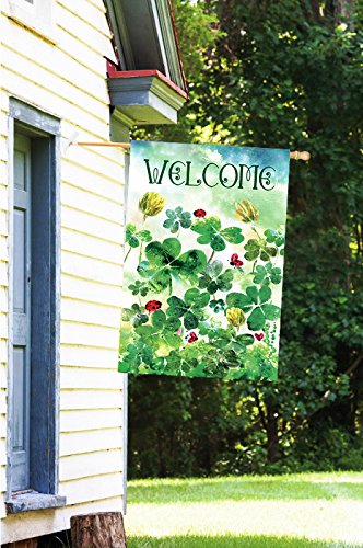 Morigins Welcome Clover Garden Decorative St.Patrick's Day Double Sided House Flag 28x40 inch