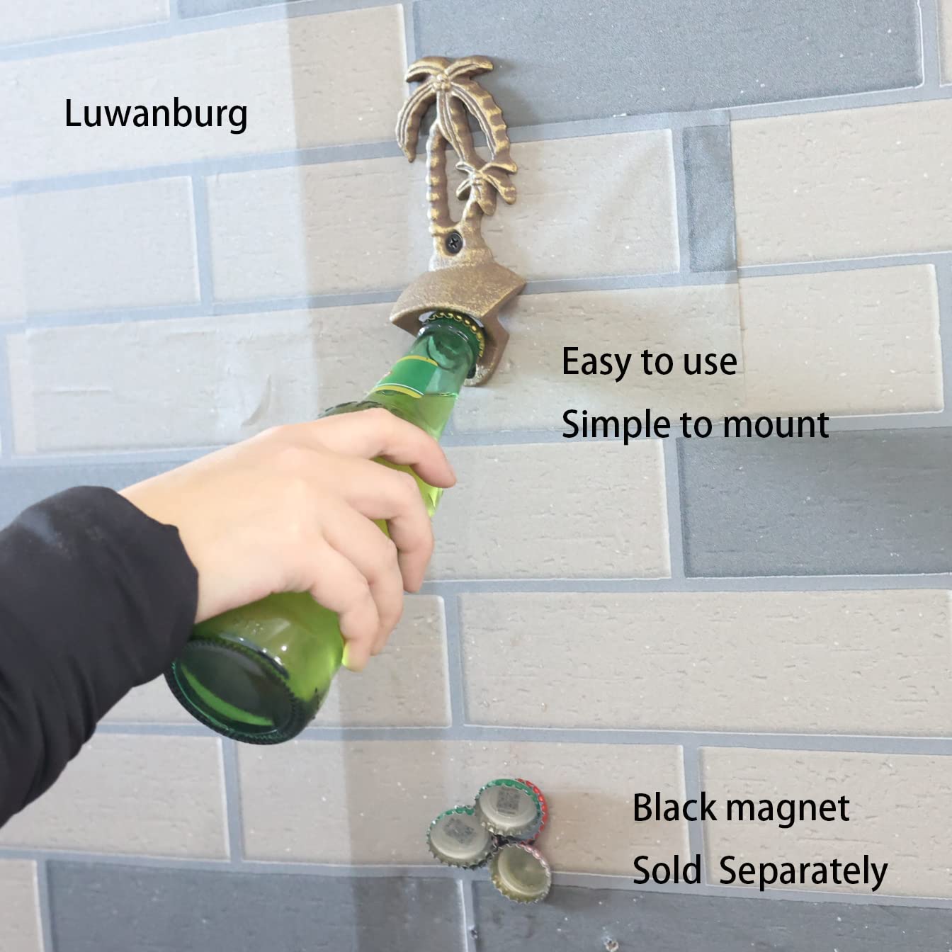 Luwanburg Retro Palm Tree Wall Mount Beer Bottle Opener Cast Iron for coastal Home Decor Beach Theme Party (Antique Bronze)