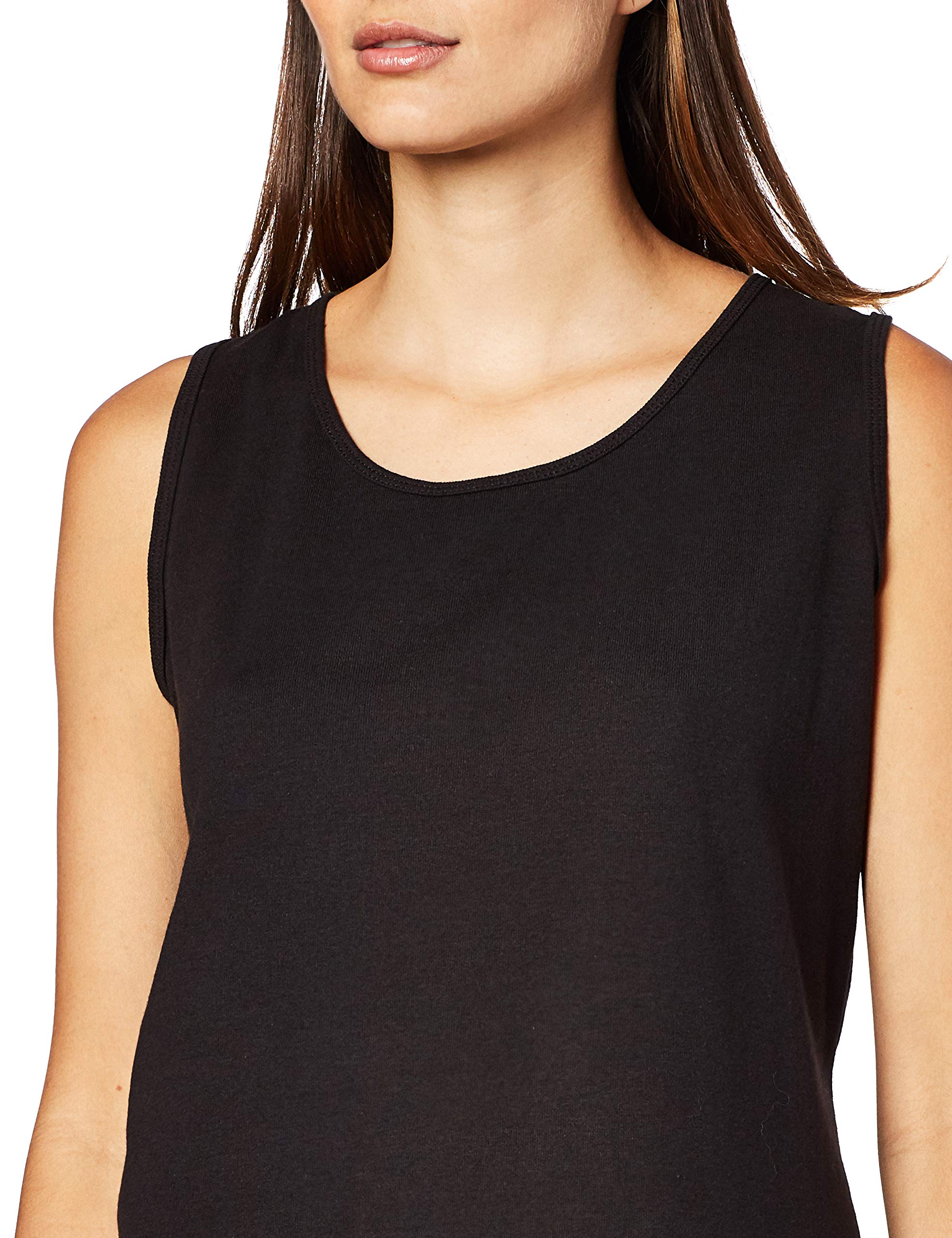 Hanes Women's Shirt Mini-Ribbed Cotton Tank Sleeveless Tanks, Black- 1 Pack, Medium