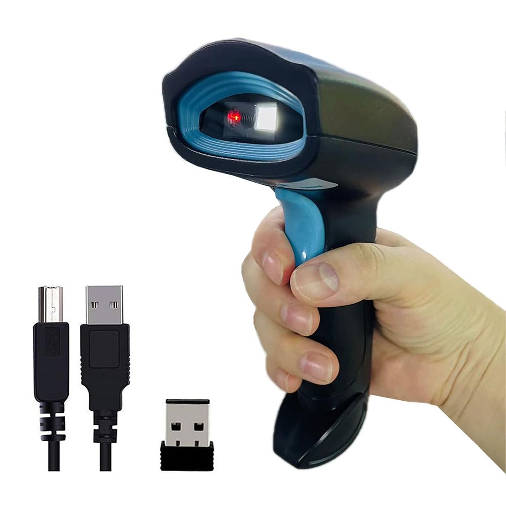 Wireless Bluetooth Barcode Scanner Automatic 2D QR Code Scanner Wireless for POS System, 1D PDF417 Screen Scanning Barcode Reader for Warehouse Inventory,Supermarket,Retail Shop