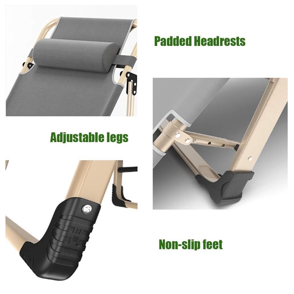 QYMLSH Lay Flat Beach Chair Sun Lounger Folding Zero Gravity Armchair Chairs Outdoor Adjustable Tanning Recliner Lounge Chairs for Deck Patio Beach Yard Sturdy Max Load 150KG with Adjustable Backrest