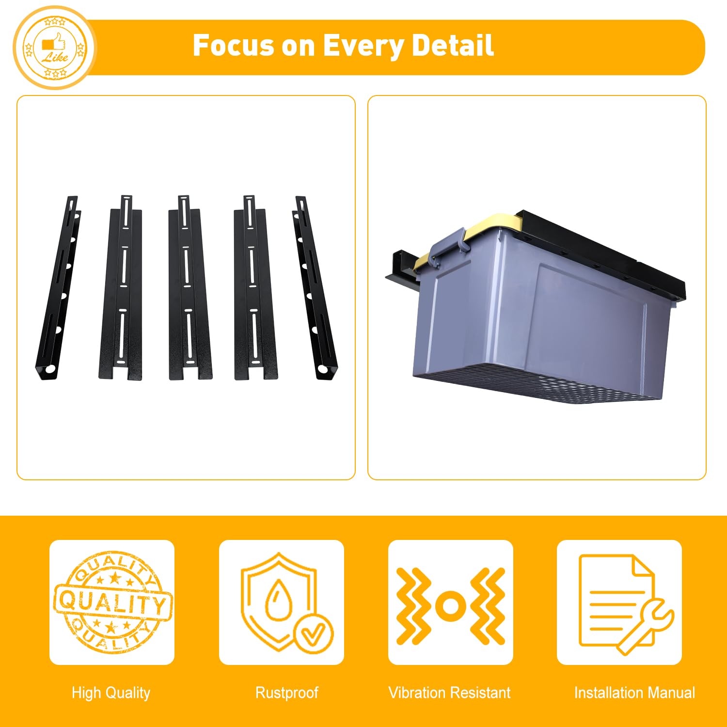 TOPOWN Garage Ceiling Bin Storage Rack, Overhead Tote Storage Rail System Heavy Duty Garage Ceiling Bin Storage Rack, Overhead Tote Storage Rail System, Tote Slide Garage Storage System(for 4 bins)