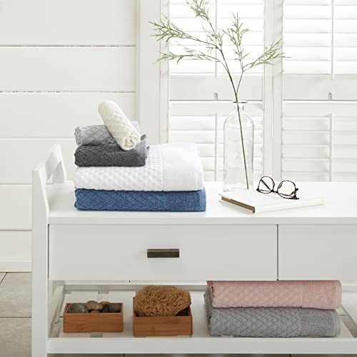 Great Bay Home Blue Bath Towels - 100% Cotton 6 Pack 26x16 Hand Towel Set - Absorbent, Durable, Quick-Dry Towels for Bathroom - Low-Twist, Two-Ply Decorative Towels (Blue)