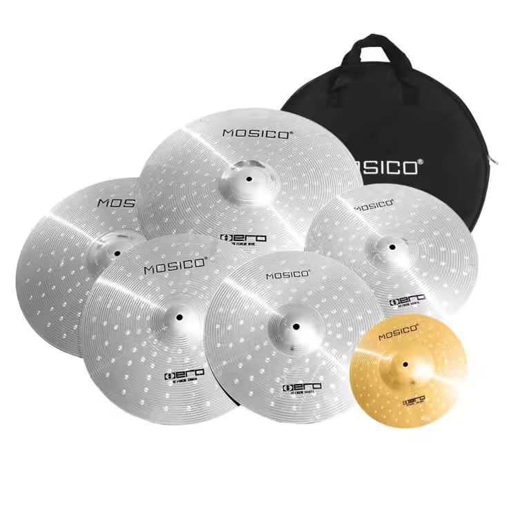 Mosico Cymbal Pack Drum Cymbal Set 14"/16"/18"/20" Free Plus 8“ Golden Splash and Cymbal Bag 6 Pieces Drum Cymbal