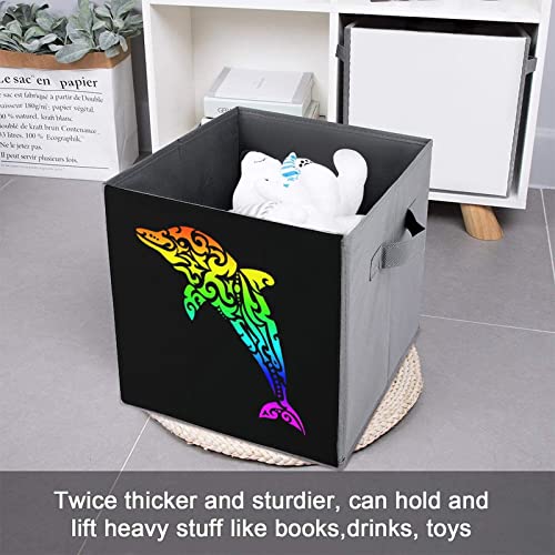Rainbow Dolphin Collapsible Storage Bins Basics Folding Fabric Storage Cubes Organizer Boxes with Handles