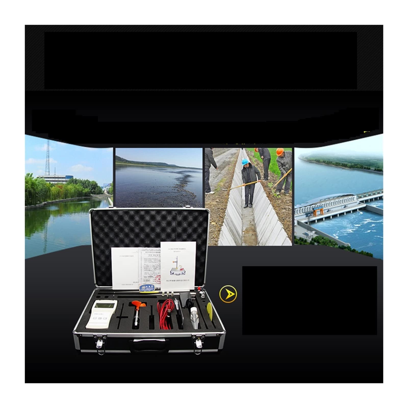 QYTEC Hose Timer LS1206B Liquid Flow Meter 0.05~8m/s/Portable Velocity Spiral Paddle Velocimeter Water Flowing Speed Tester with 1.6m Test Rod Water Timer