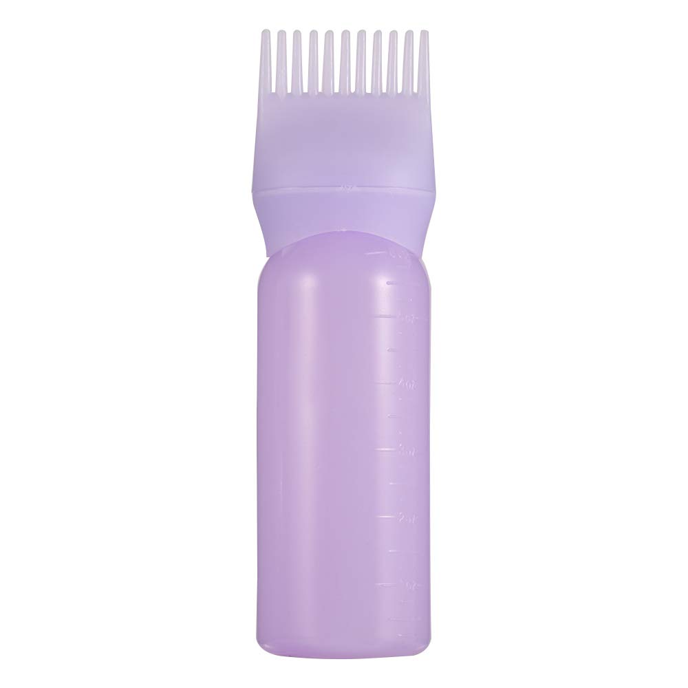Root Comb Applicator Bottle, Empty Bottle Styling Tool Dyeing Shampoo Bottle, Hair Dye Applicator Brush Bottles Dyeing Shampoo Bottle(Purple)