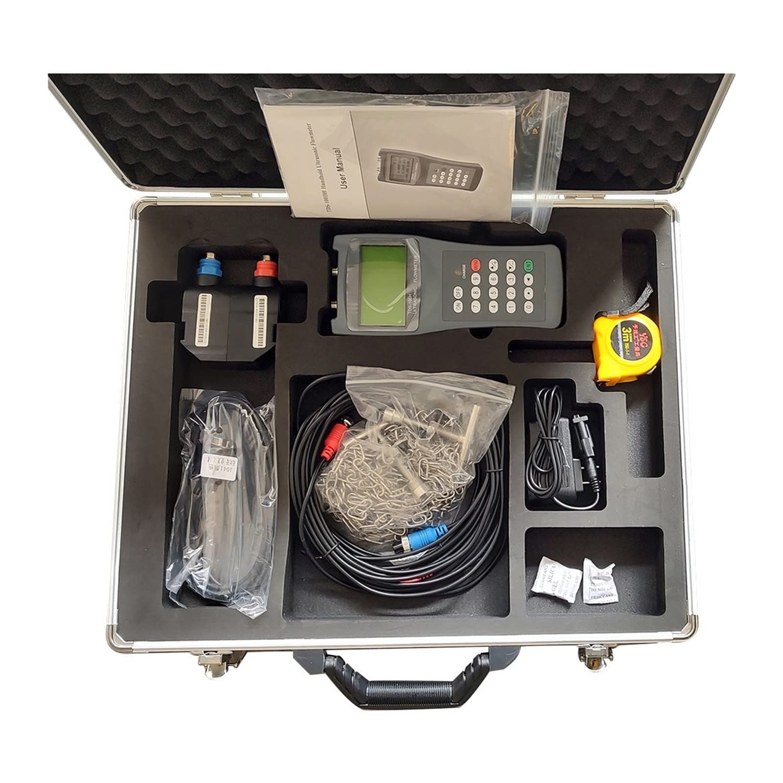 QYTEC Hose Timer TDS-100H-M2 Ultrasonic Water Flowmeter with Sensor DN50~DN700mm, 0-160℃ Transducer Handheld Digital Liquid Ultrasonic Flow Meter Water Timer