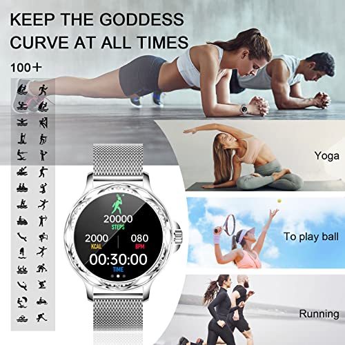 wonlex Smart Watches for Women, Bluetooth 5.2 Sleep Tracker with Heart Rate DIY Background, IP67 Waterproof Health Smartwatches for Android and iPhone Compatible