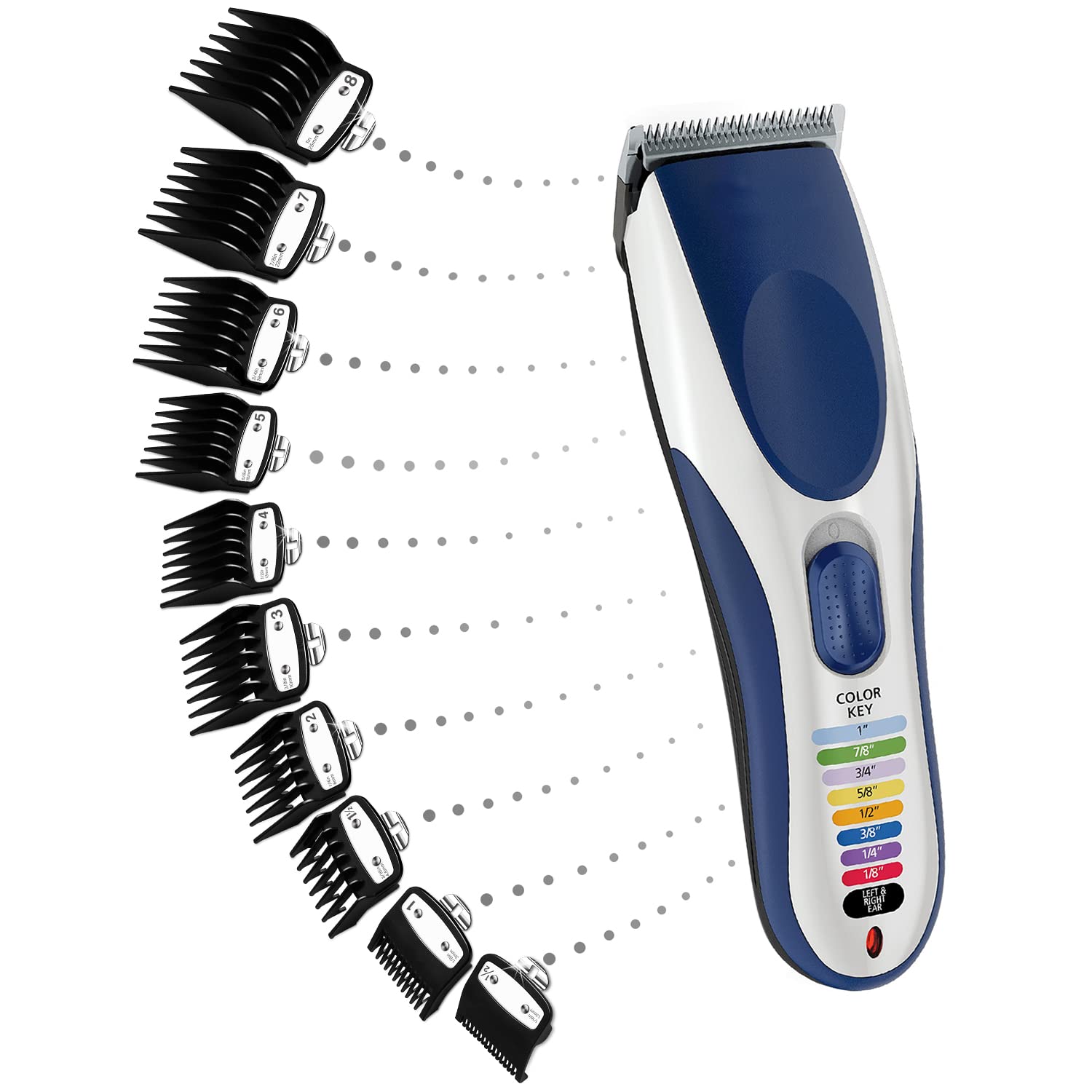 Professional Hair Clipper Guards Guides 10 Pack Coded Cutting Guides #3170-400- 1/16β to 1 fits for All Wahl Clippers