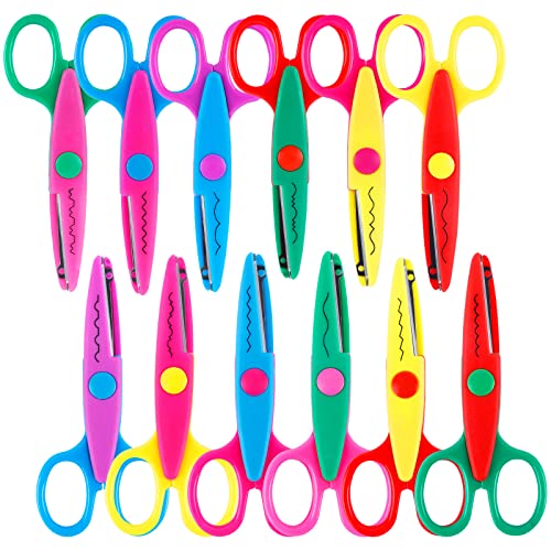 UCEC Craft Scissors Decorative Edge, 12 Pack Crafting Scissors 5 Inch Pattern Scissors, Decorative Scissors, Colorful Design Scissors for Crafts, Scrapbook Scissors for Crafting, Fun Scissors