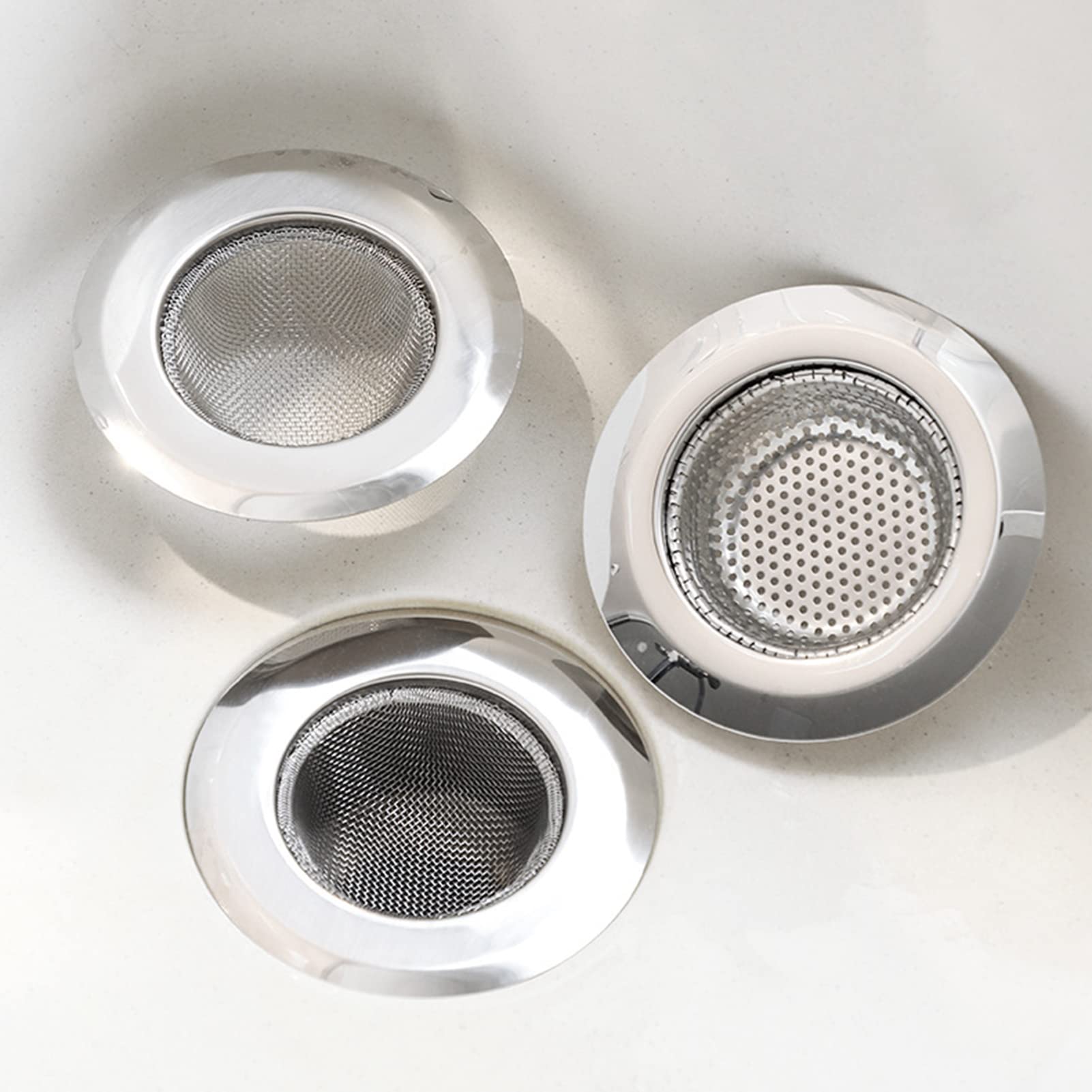 NEREIDS NET Stainless Steel Kitchen Sink Strainer, Bathtub Hair Catcher Anti-Blocking Universal Stainless Steel Toilet Shower Basin Drain Filter for Kitchen Silver