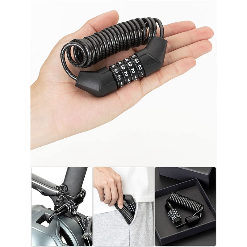 Mini Bicycle Cable Lock 4 Digit Helmet Lock Chain Backpack Password Lock Accessories Mini Cycling Combination Bicycle Cable Lock for Travel Luggage Locks Helmet Lock