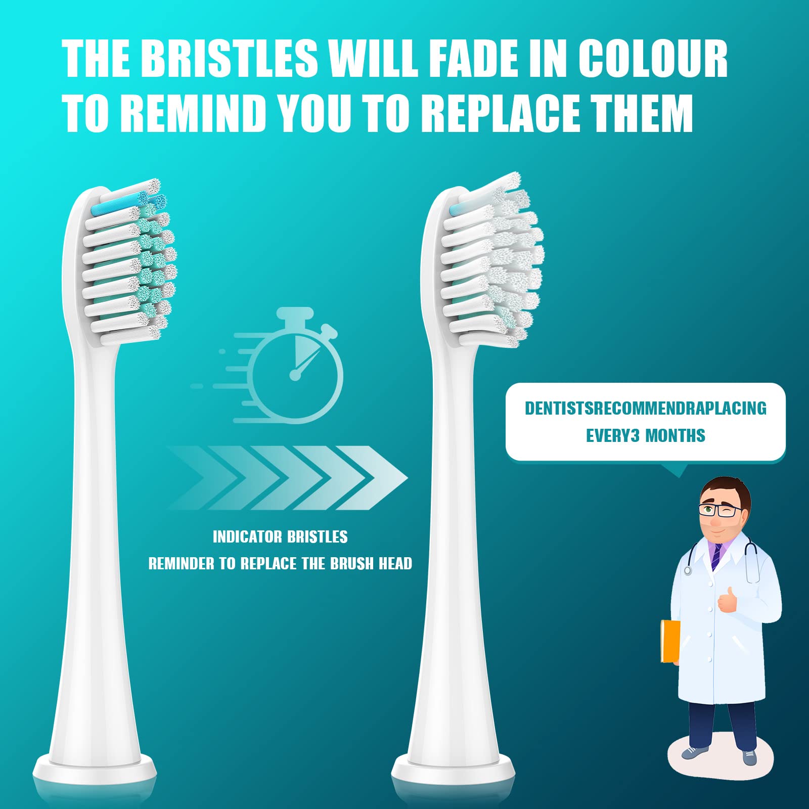 Replacement Toothbrush Heads for Philips Sonicare：8 Pack Sonic Replacement Compatible with Phillips Electric Brush HX3/6/9 4100 5100 6100 9900 C1 C2 W2 W3 G2 G3&More Plaque Control Snap-on