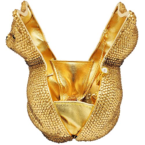Mini Black Cat Shape Women Crystal Clutch Evening Bags Hand-Made Diamond Minaudiere Handbag Party Wedding Purse (B)