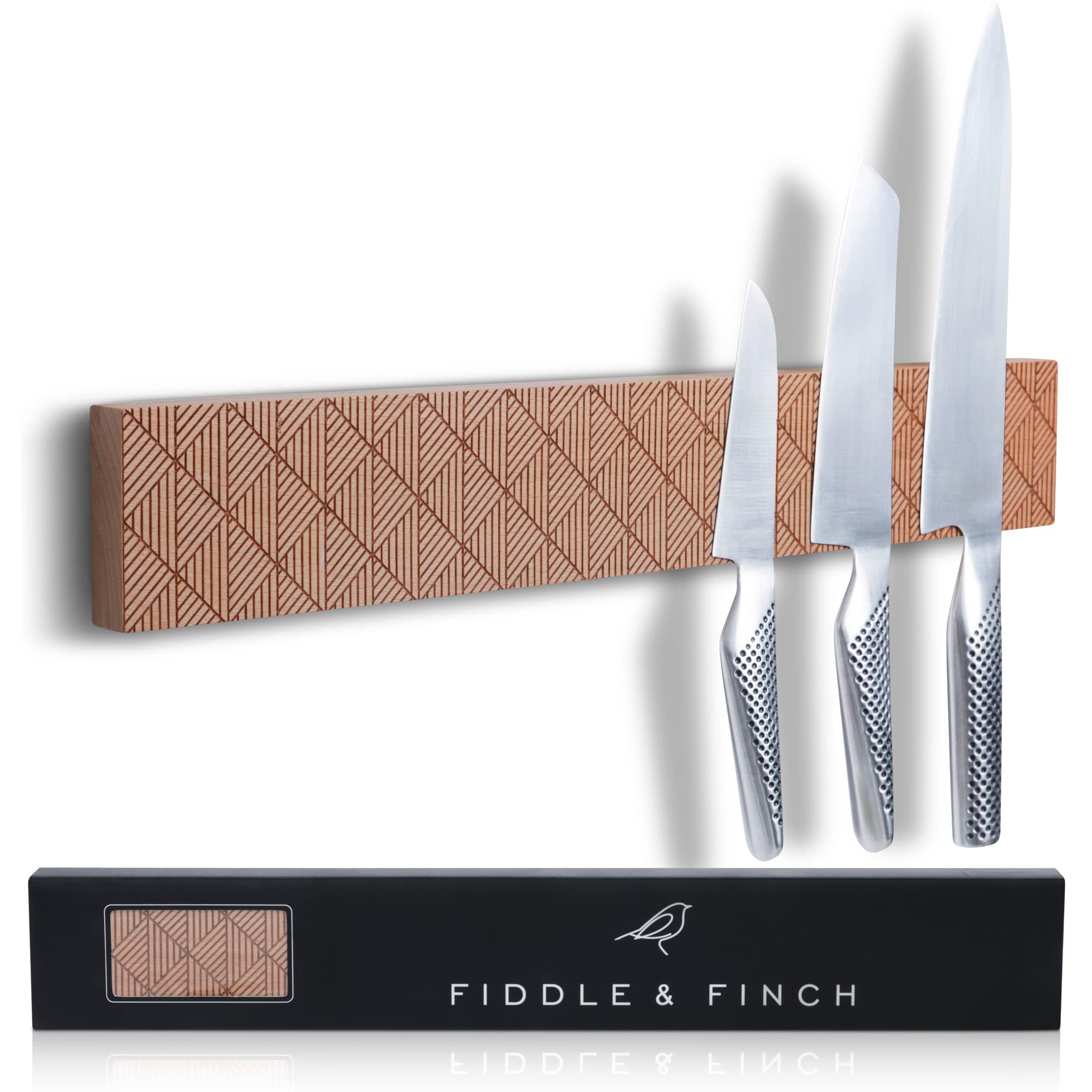 Magnetic Strip Knife Holder β Etched Wood Knife Rack or Bar with Hardware for Hanging & Wall Mounting. β Kitchen Utensil Organizer & Storage by Fiddle & Finch, 16 Inch. Diamond Daze